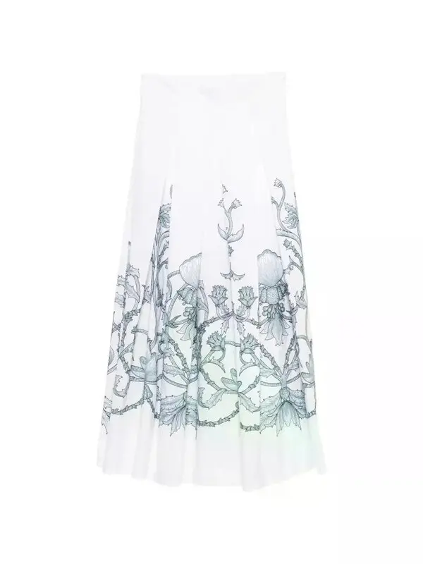Eleventy Floral Print Pleated Midi Skirt