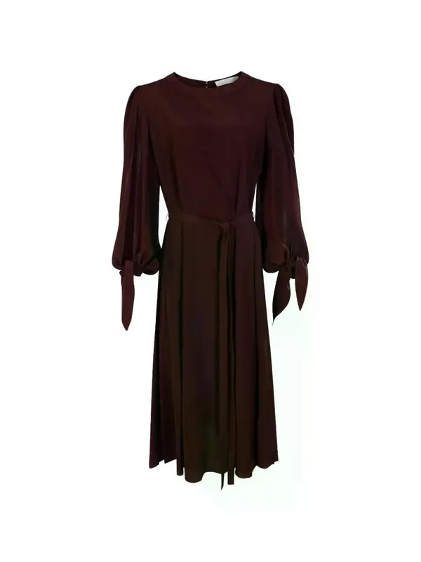 Chloé Flared Midi Dress With Tied Cuffs