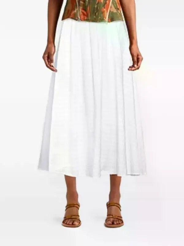 MSGM Mid Skirt With Ruffle Detail - White