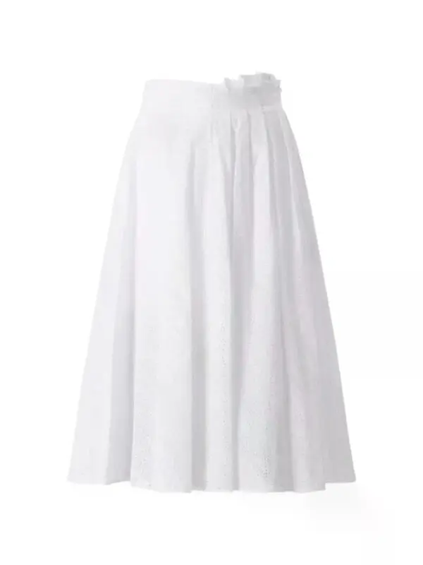 MSGM Mid Skirt With Ruffle Detail - White