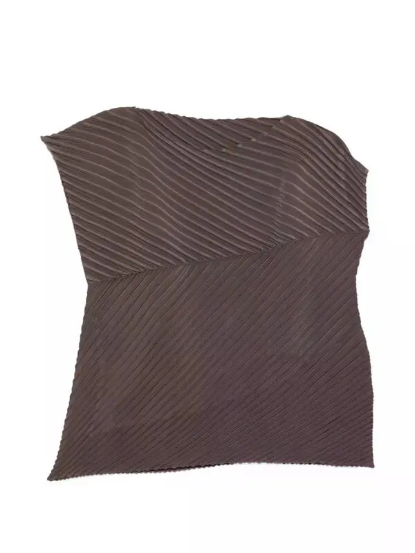 Issey Miyake Pleated Sleeveless T-shirt - Brown
