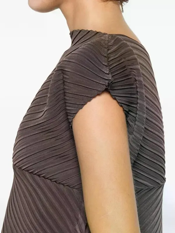 Issey Miyake Pleated Sleeveless T-shirt - Brown