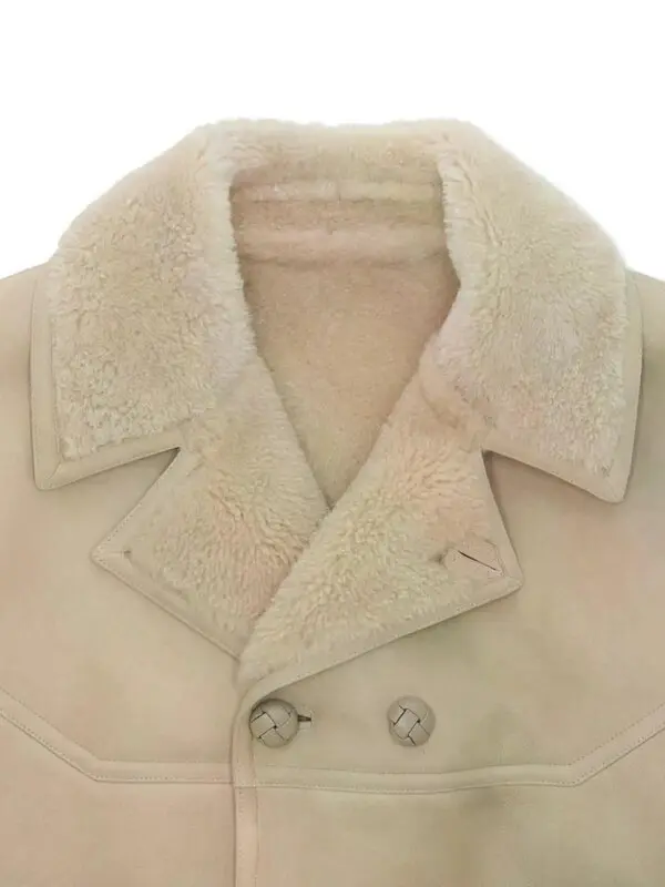 FORTELA Shearling Double-breasted Jacket - Neutrals