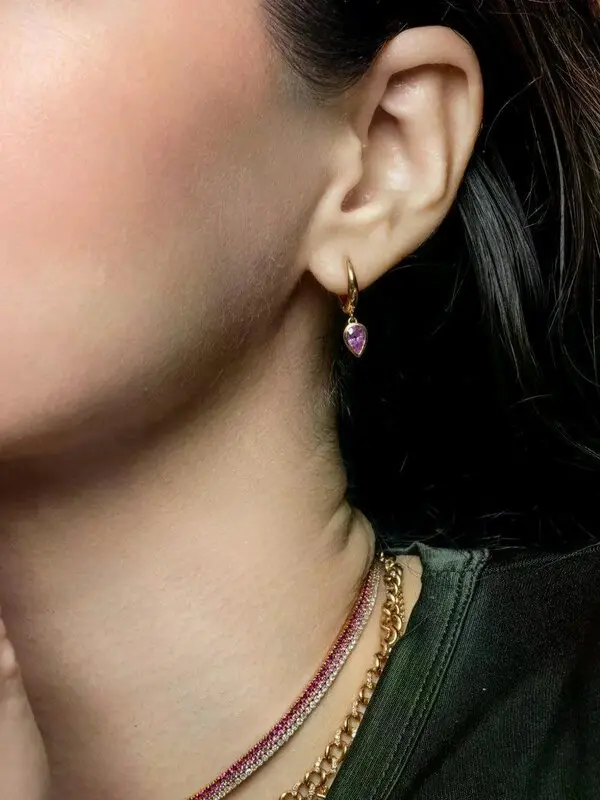 Shay Pink Sapphire Drop Earrings - Gold
