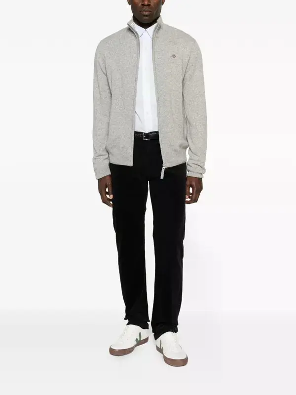 Gant Zip-up Ribbed Cardigan