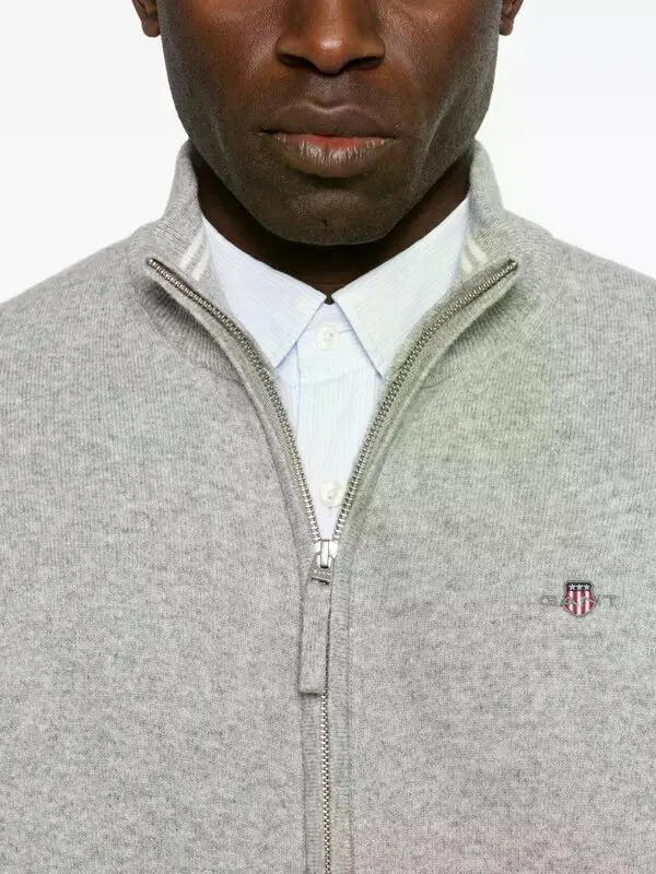 Gant Zip-up Ribbed Cardigan