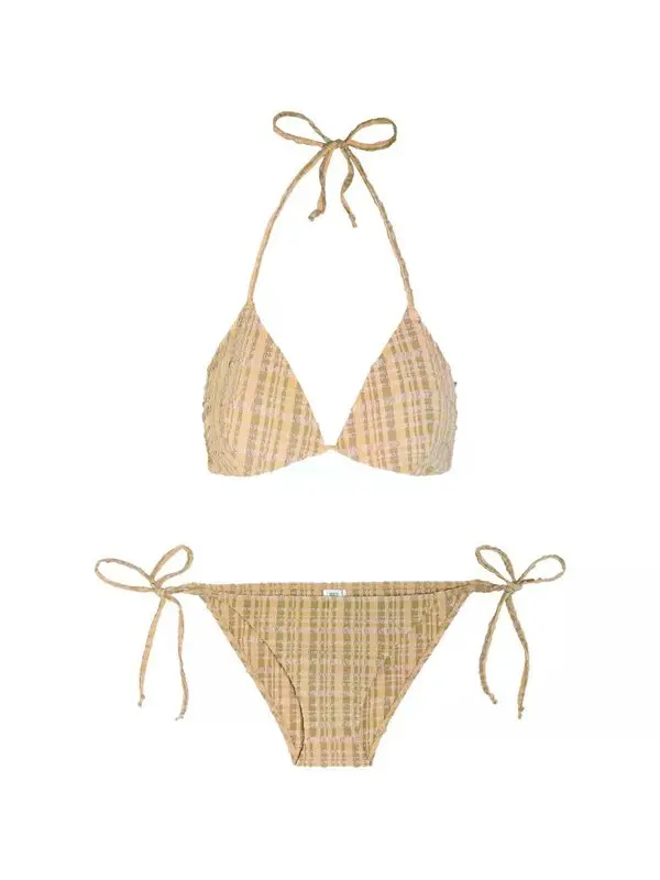 Lisa Marie Fernandez Striped Tie Bikini Set - Neutrals
