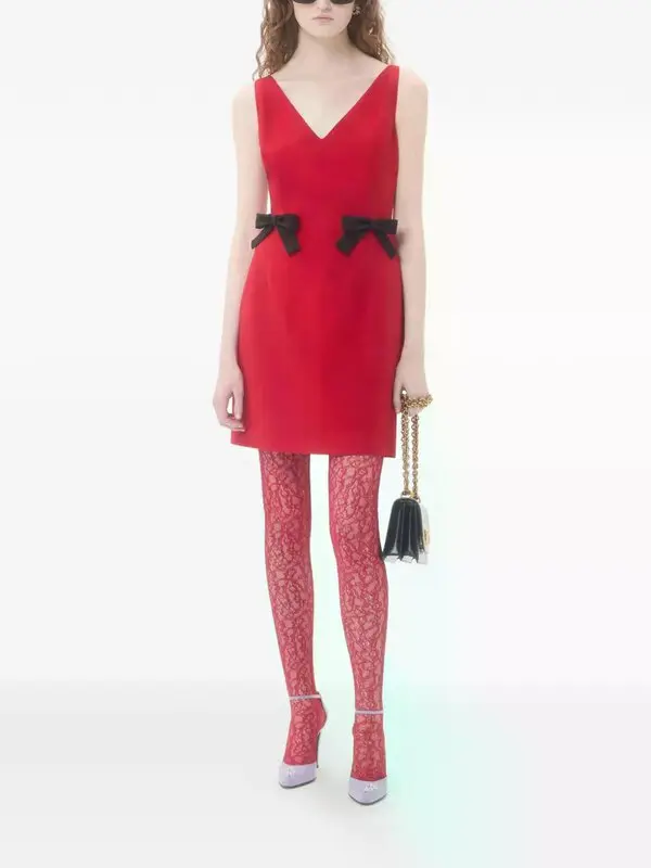Valentino Garavani Bow V-neck Mini Dress