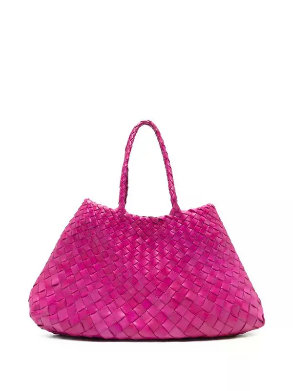 Dragon Diffusion Leather Woven Top-handle Tote Bag - Pink