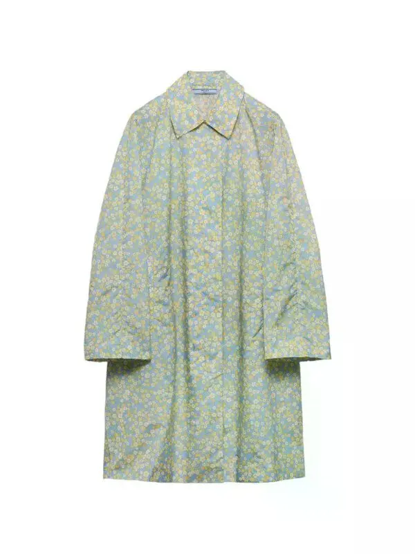 Prada Re-nylon Floral Print Raincoat - Blue