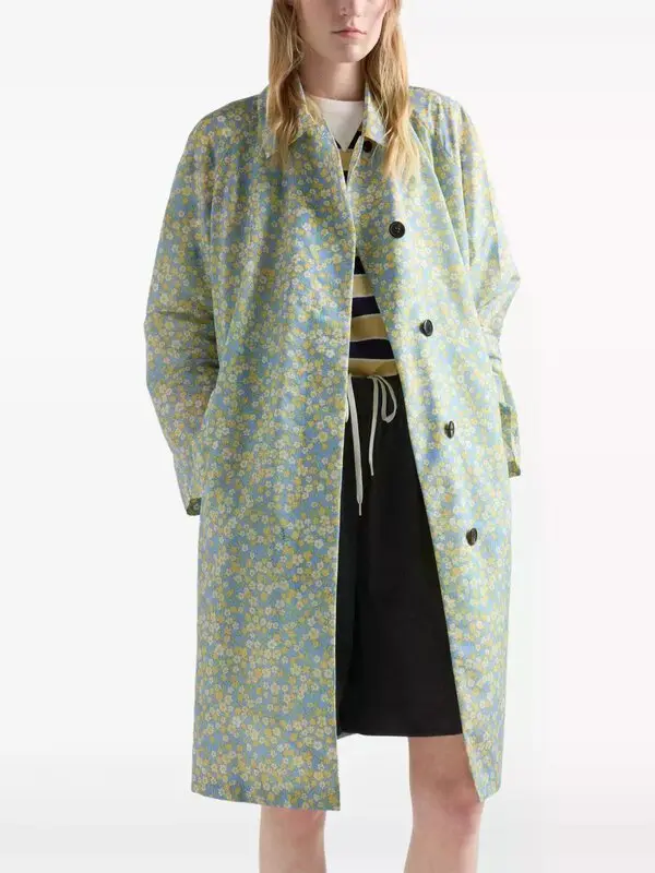 Prada Re-nylon Floral Print Raincoat - Blue