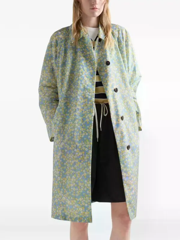 Prada Re-nylon Floral Print Raincoat - Blue