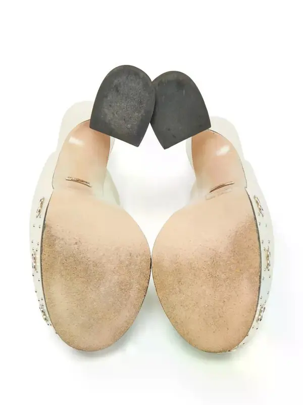 Gucci Gg Cream Platform Leather Sandals