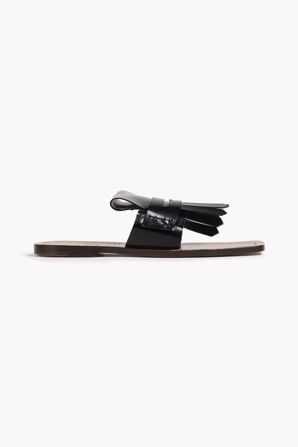 Marni Fringed Leather Sandals - Black