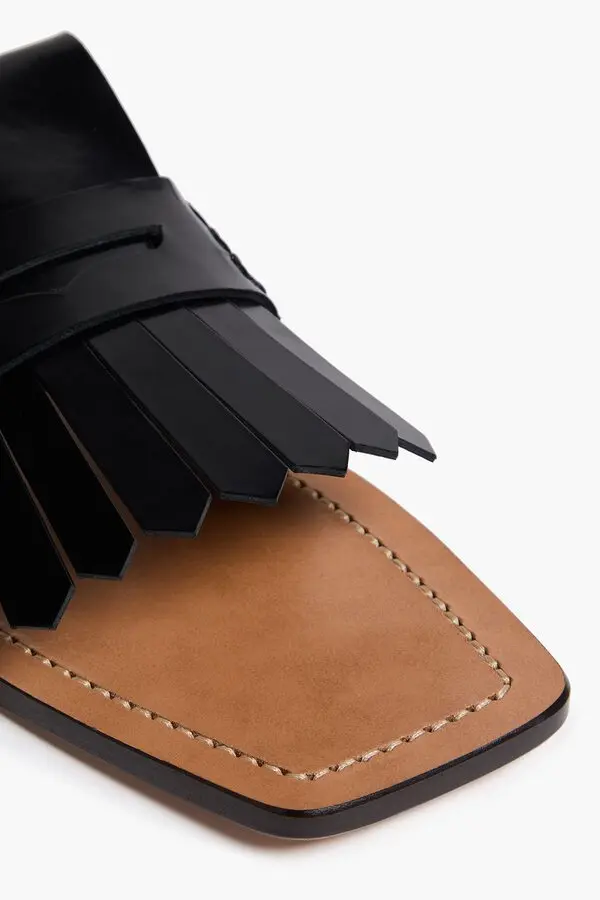 Marni Fringed Leather Sandals - Black