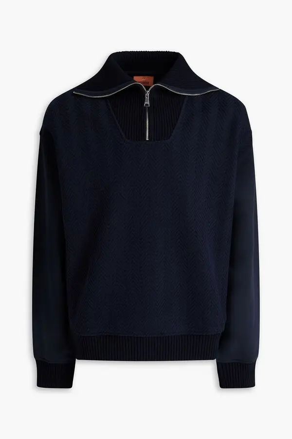 Missoni Cotton-terry And Jacquard-knit Half-zip Sweater
