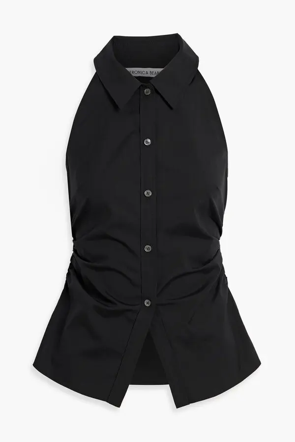 Veronica Beard Regina Stretch-cotton Poplin Shirt - Black