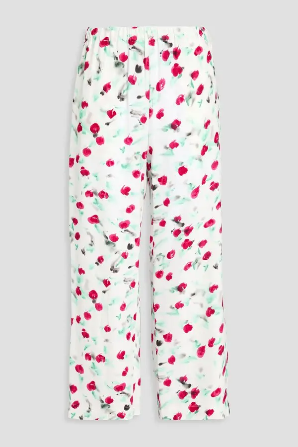Marni Floralprint Crepe Straightleg Pants - White