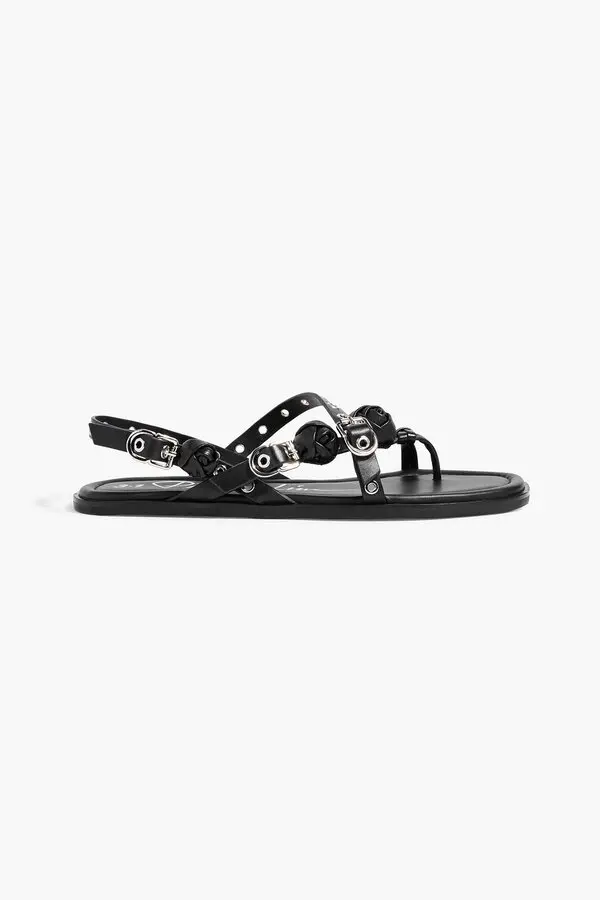 3.1 Phillip Lim Knotted Leather Slingback Sandals - Black