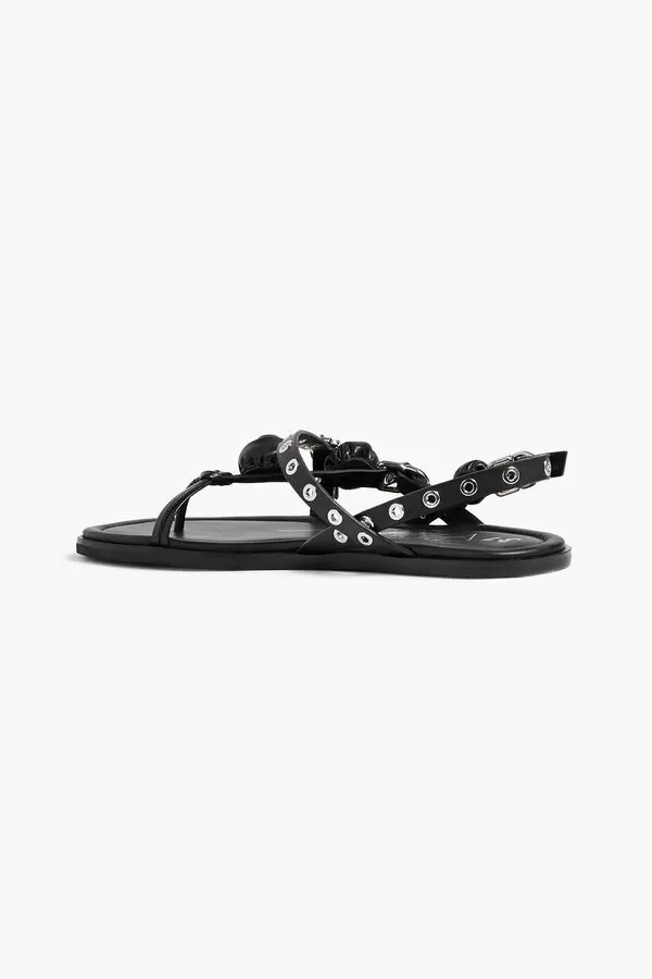 3.1 Phillip Lim Knotted Leather Slingback Sandals - Black