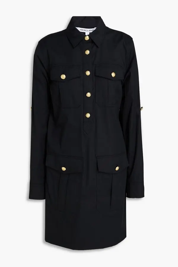 Veronica Beard Saude Cotton-blend Mini Shirt Dress - Black