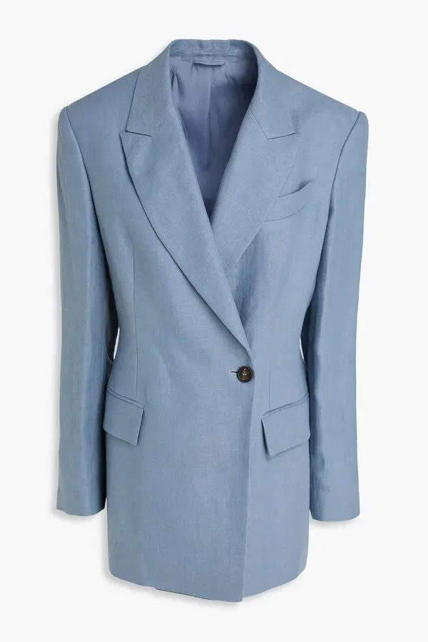 Brunello Cucinelli Linen And Hemp-blend Blazer - Slate Blue