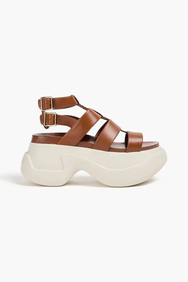 Marni Leather Sandals With Exaggerated Sole - Light Brown