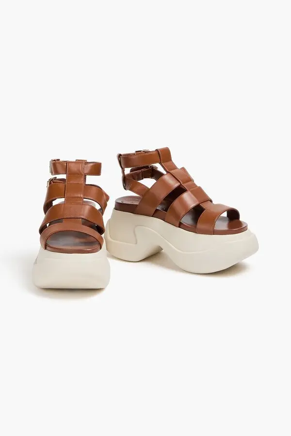 Marni Leather Sandals With Exaggerated Sole - Light Brown
