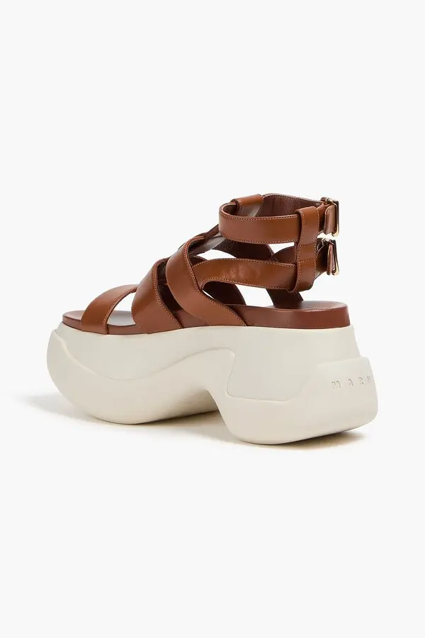 Marni Leather Sandals With Exaggerated Sole - Light Brown