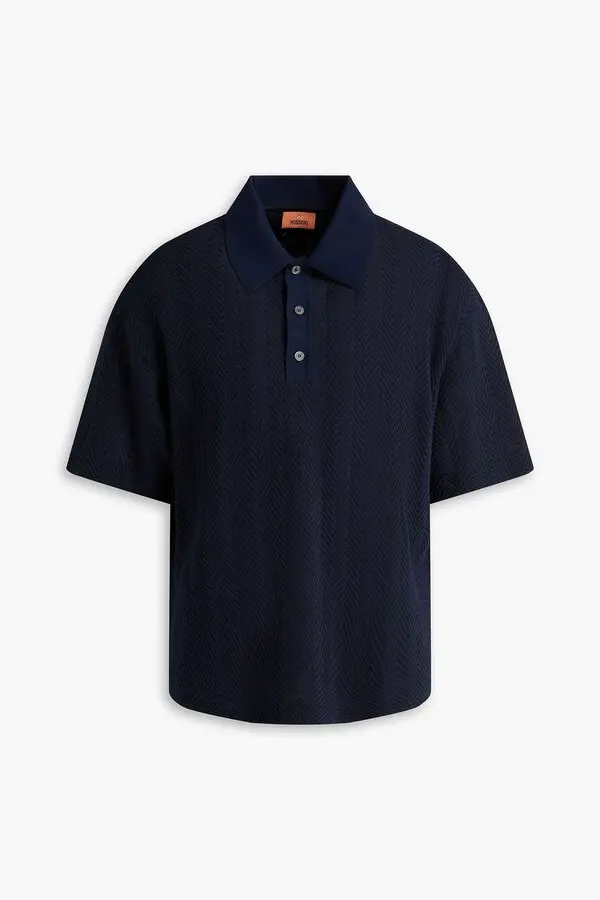 Missoni Jacquardknit Cottonblend Polo Shirt - Navy