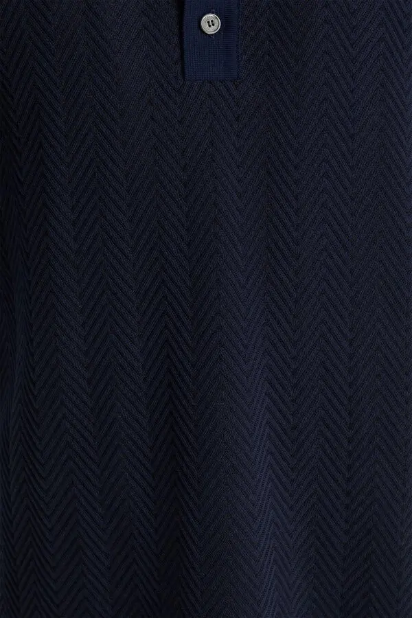 Missoni Jacquardknit Cottonblend Polo Shirt - Navy