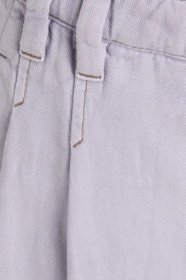 Brunello Cucinelli Pleated Cotton And Linen-blend Twill Wide-leg Pants - Lilac