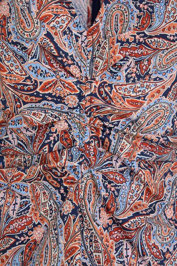 Veronica Beard Aiden Ruched Paisley-print Top