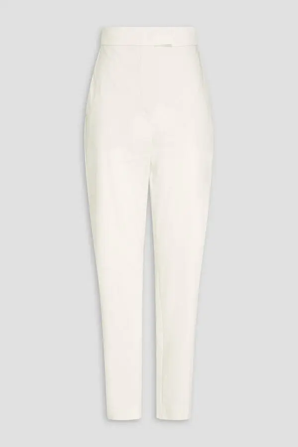 Brunello Cucinelli Cotton-blend Twill Tapered Trousers - Ivory