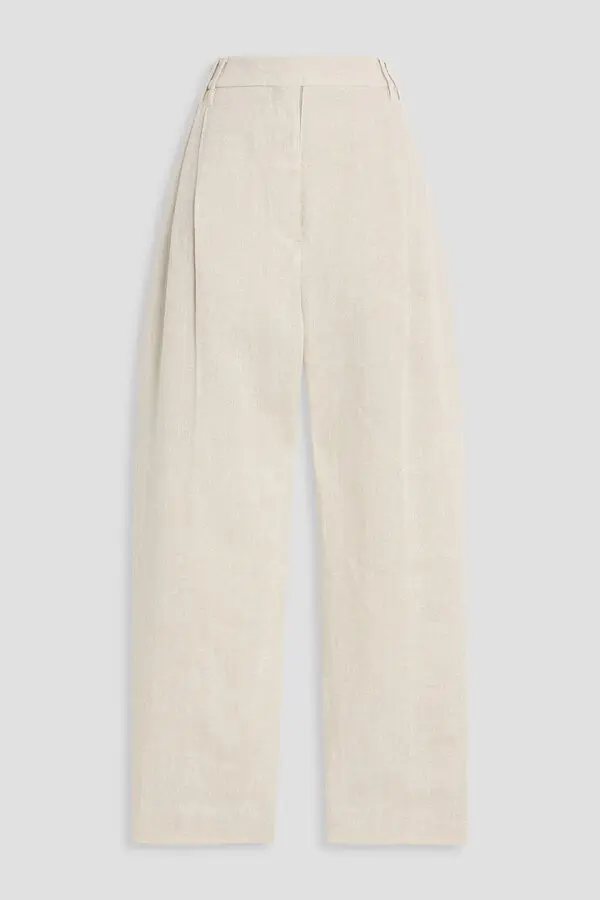 Brunello Cucinelli Metallic Linen-blend Tapered Pants - Ecru