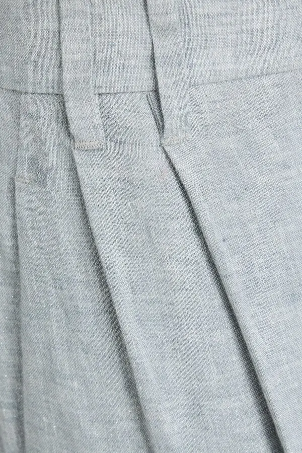 Brunello Cucinelli Metallic Linen-blend Tapered Pants