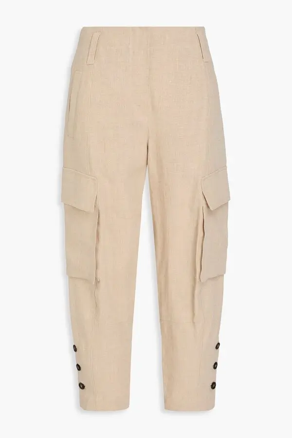 Brunello Cucinelli Cropped Linen Tapered Cargo Trousers