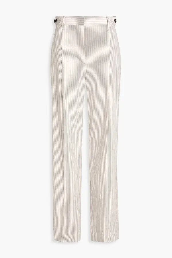 Brunello Cucinelli Striped Linen-blend Straight-leg Pants