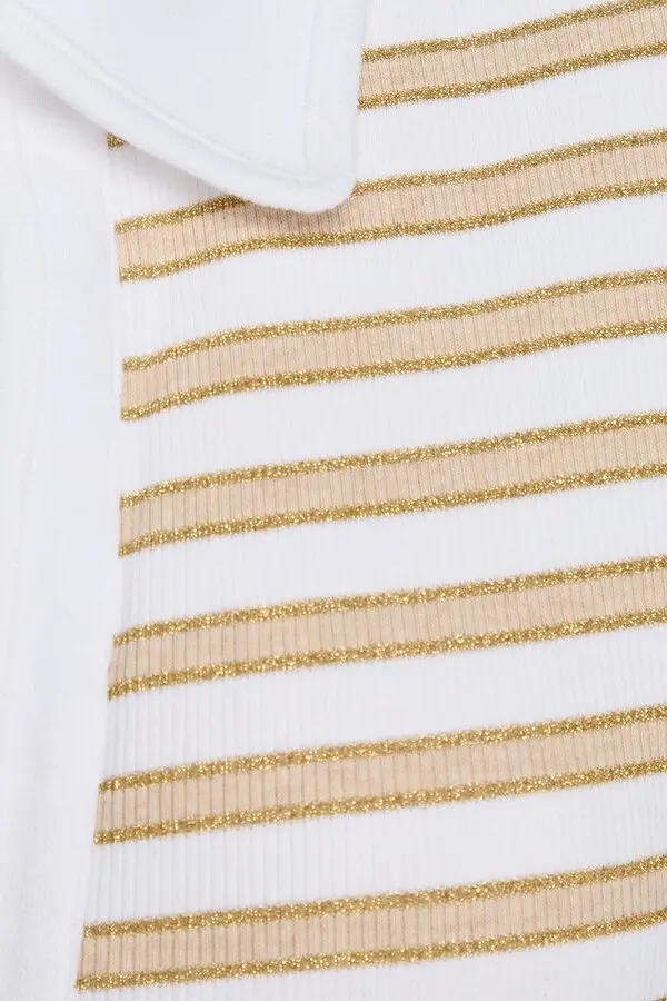 Veronica Beard Metallic Striped Ribbed Cotton Blend Jersey Mini Dress