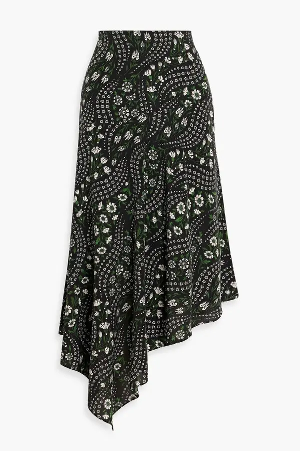 Veronica Beard Rosemary Asymmetric Floral-print Skirt