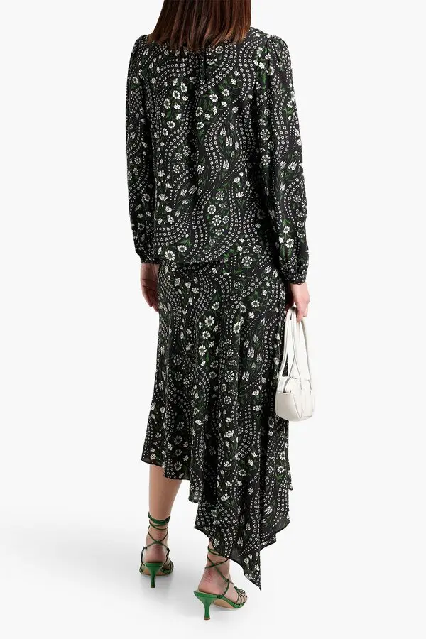 Veronica Beard Rosemary Asymmetric Floral-print Skirt