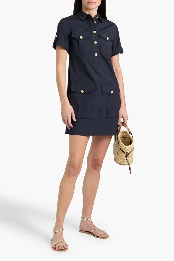 Veronica Beard Lucca Cotton-blend Poplin Mini Shirt Dress