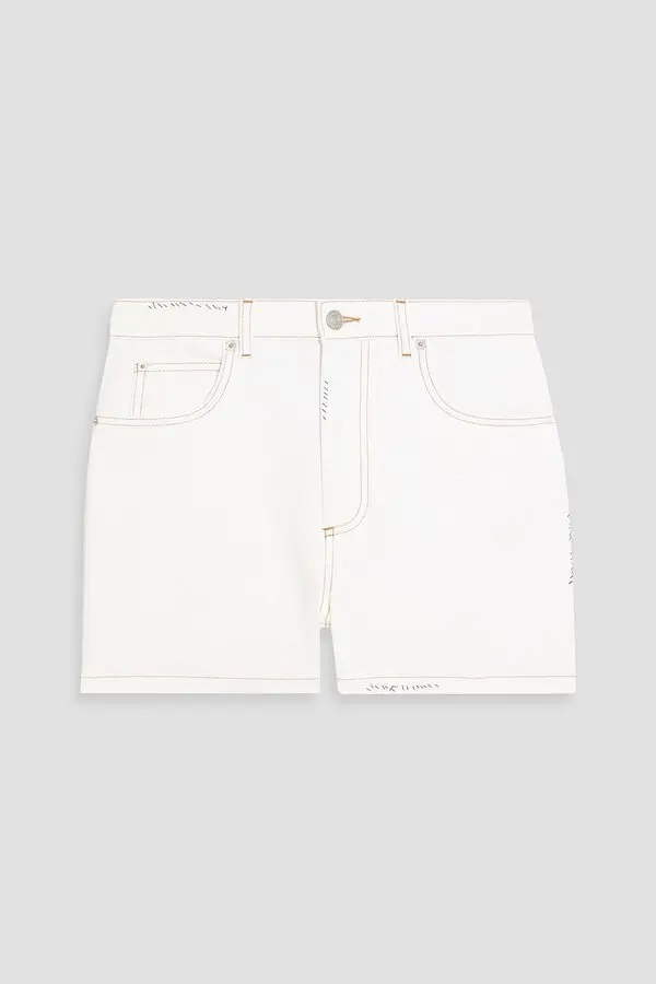 Marni Floral-appliquéd Denim Shorts - White