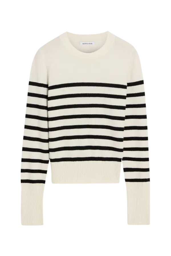 Veronica Beard Caleb Striped Cashmere Sweater - Ivory