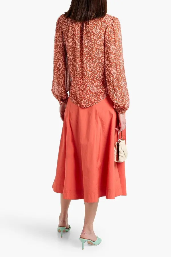 Veronica Beard Ashlynn Floral-print Silk-georgette Blouse - Brick