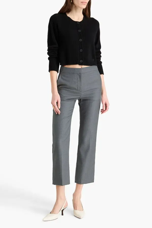 Loulou De Saison Sofe Cropped Wool-twill Straight-leg Pants - Gray