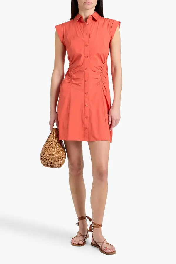 Veronica Beard Tallulah Ruched Mini Shirt Dress
