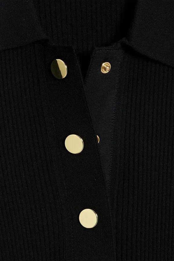 Veronica Beard Lauper Ribbed-knit Mini Shirt Dress