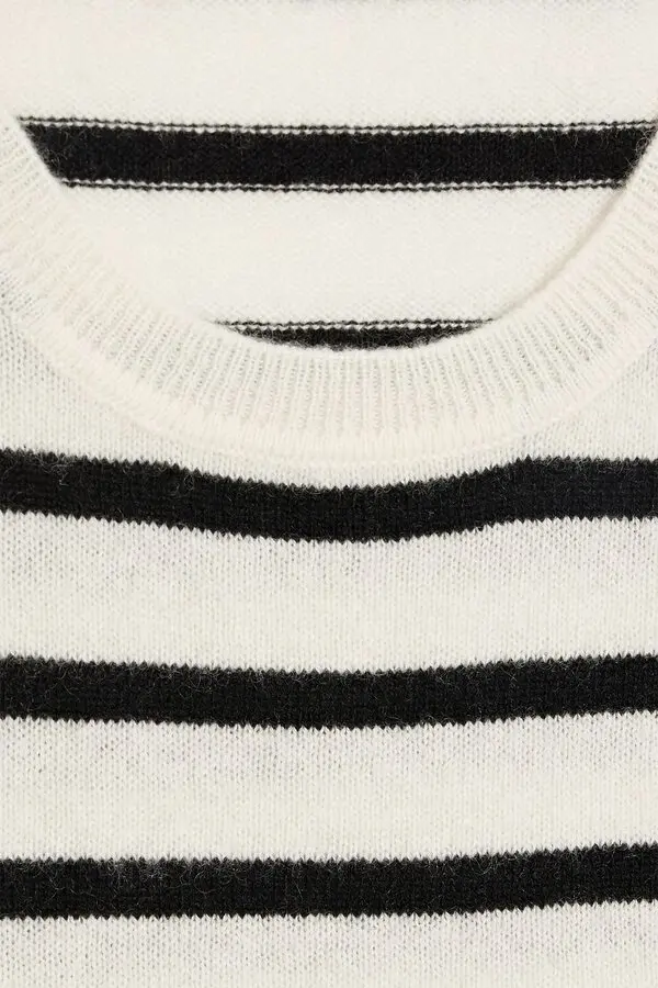 Veronica Beard Birke Striped Cashmere Tank - Ivory