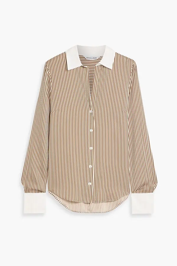 Veronica Beard Amelia Striped Silk-blend Shirt